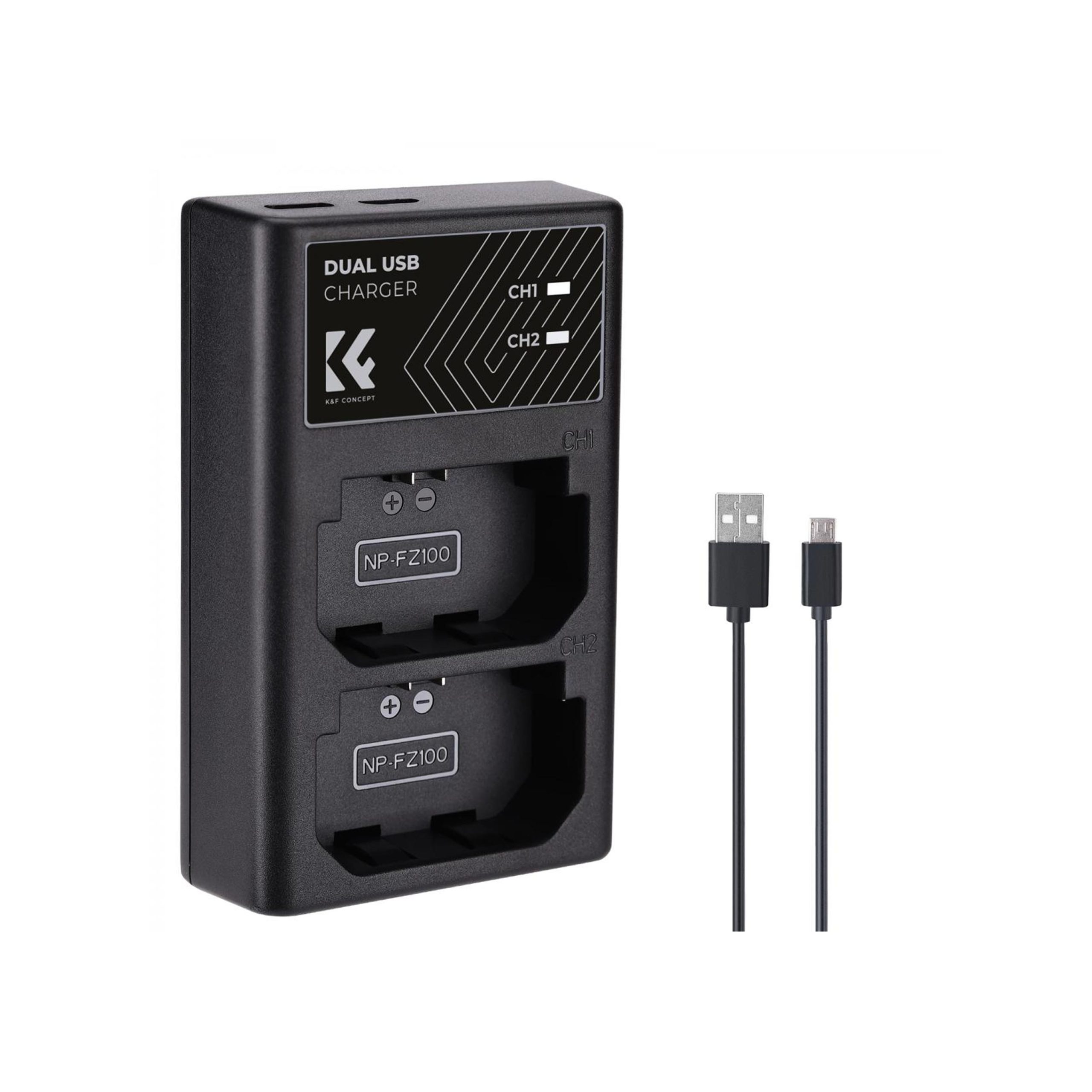 K&F Concept NP-FZ100 Dual Slot Quick Charger - Camera Fine Vision